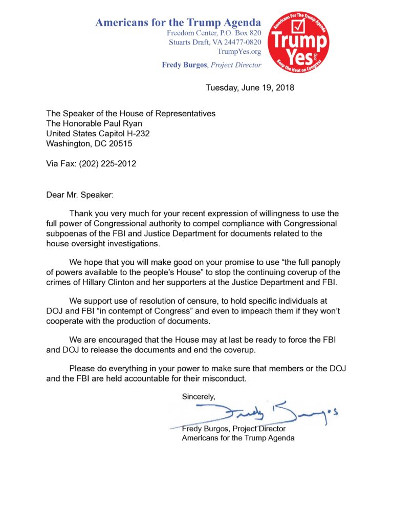 Open Letter to Paul Ryan Regarding FBI and Justice Dept Response to ...